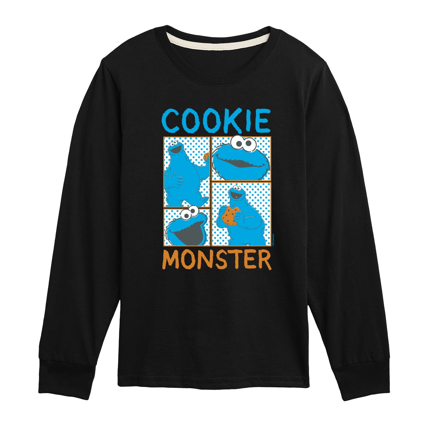 Sesame Street - Cookie Monster Grid - Toddler and Youth Long Sleeve T ...