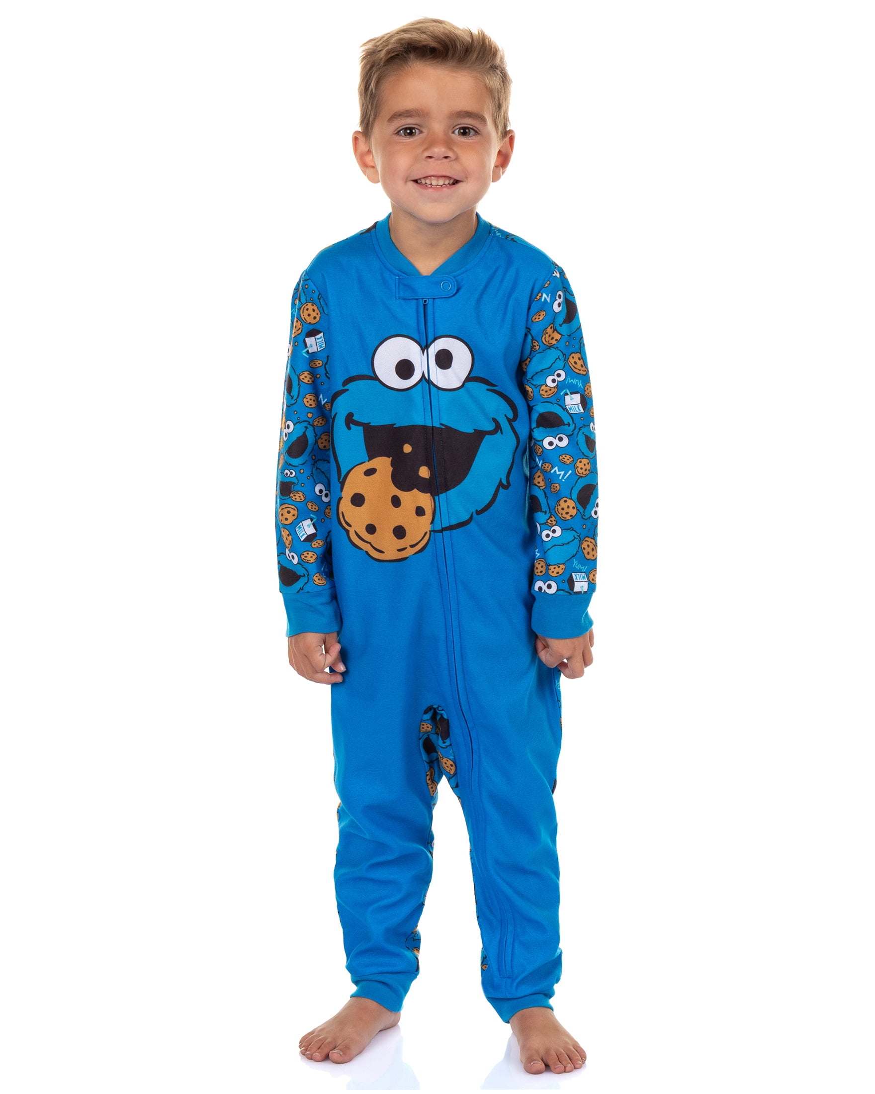 Sesame Street Cookie Monster Pajamas Toddler Zip Front Fleece Footless ...