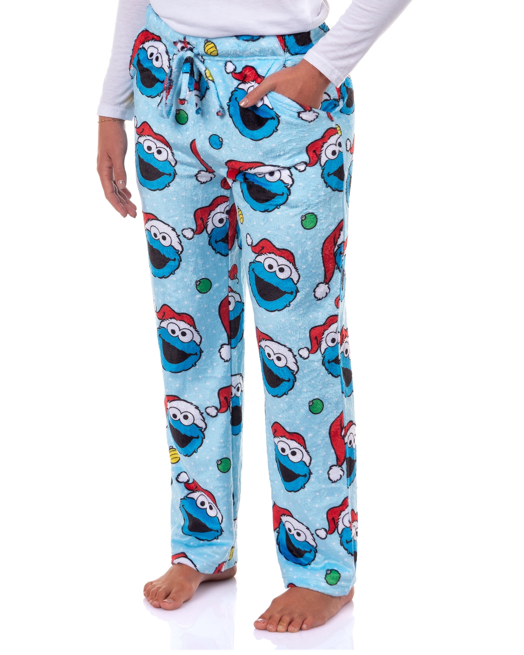 Sesame Street Cookie Monster Pajamas Women's Plush Fleece Adult Lounge ...