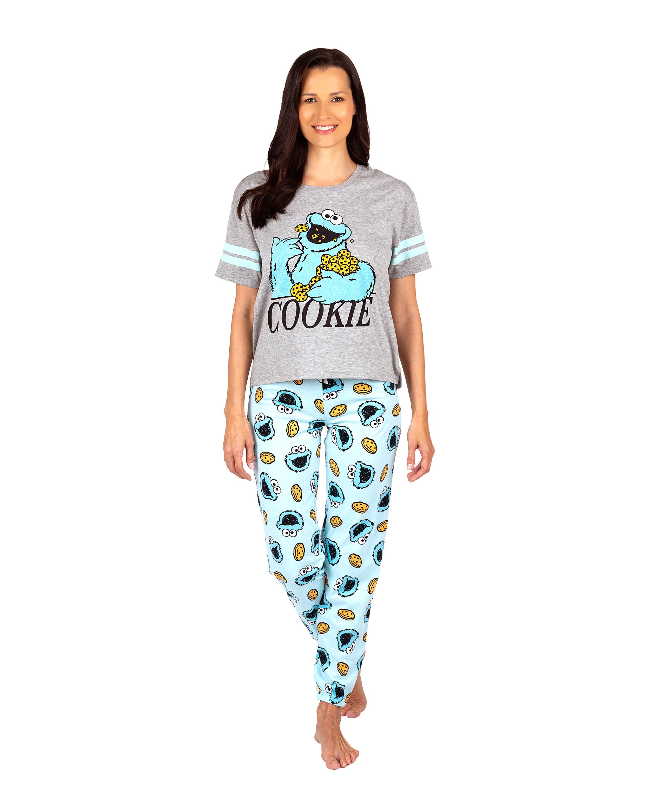 Sesame Street Cookie Monster Womens Pajama, 2 Piece Sleepwear Set ...
