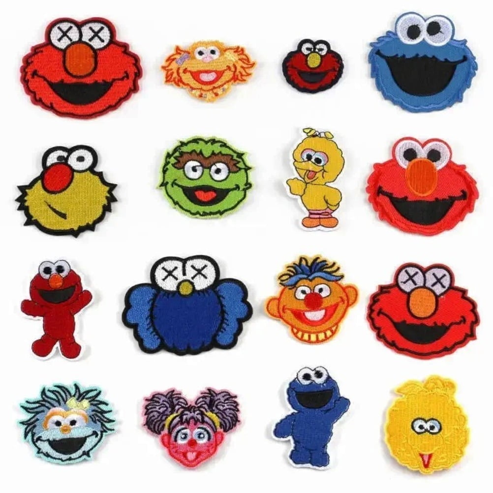 Sesame Street Elmo, Cookie Monster Iron on Patch Set, 2 Inch, 16 ...