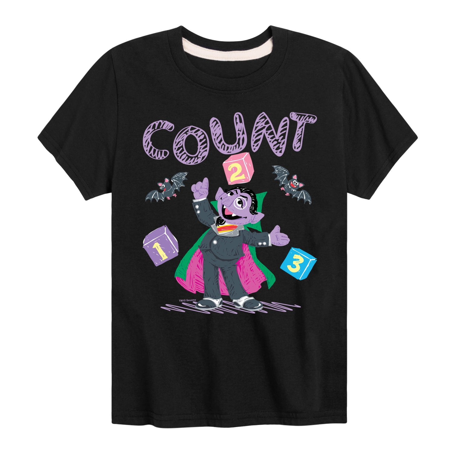 Sesame Street - Count Von Count Doodle - Toddler and Youth Short Sleeve ...