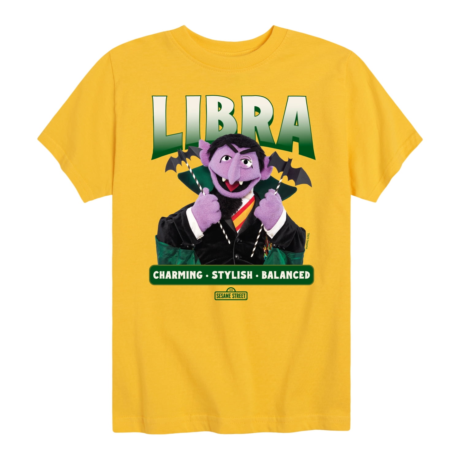 Sesame Street - Count Von Count Libra - Toddler and Youth Short Sleeve ...