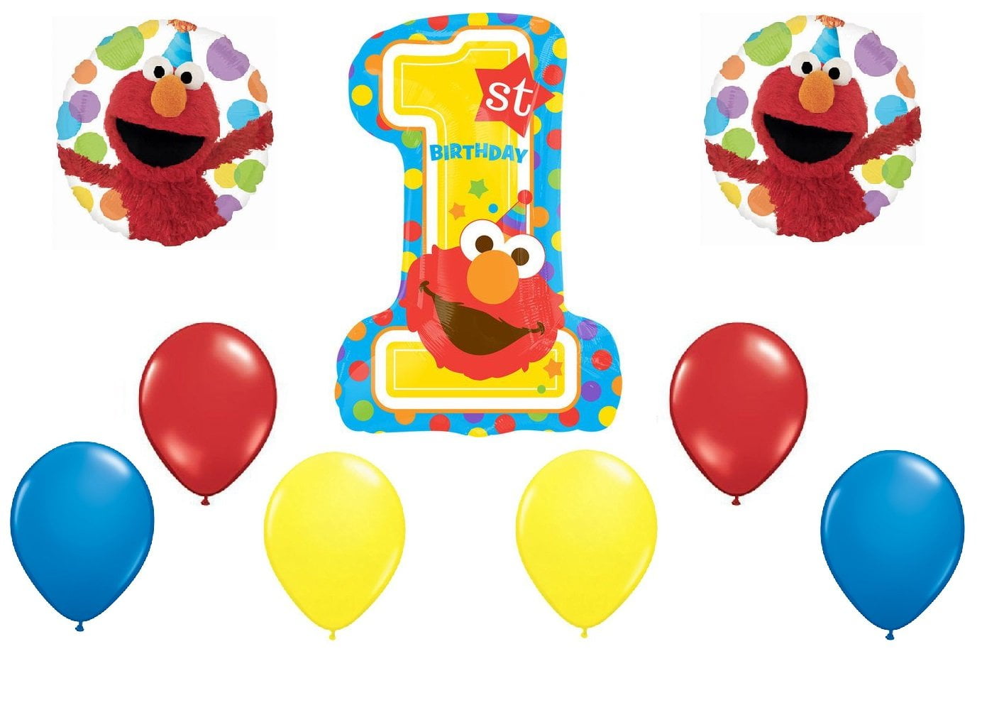 Sesame Street ELMO 9 Piece 1st Birthday Decoration Supplies Mylar and ...
