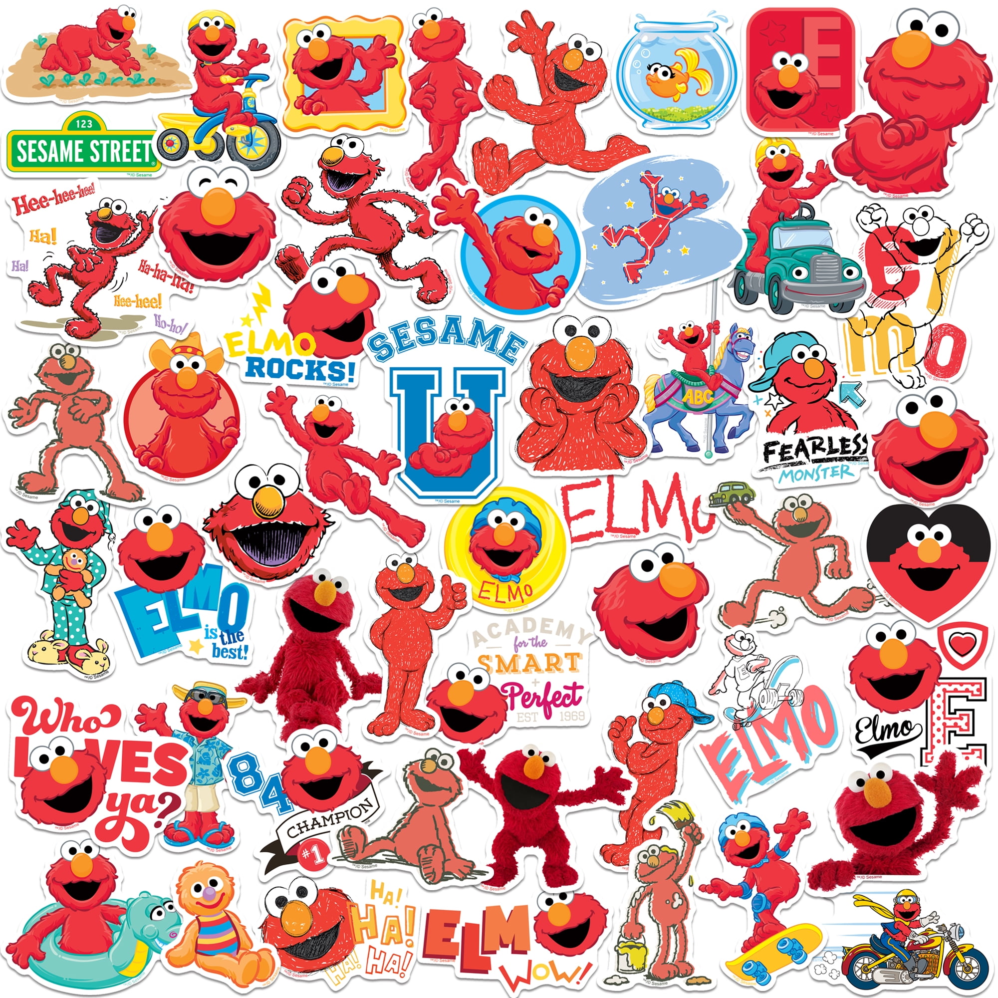 Sesame Street Elmo 50ct Vinyl Large Deluxe Stickers Variety Pack ...