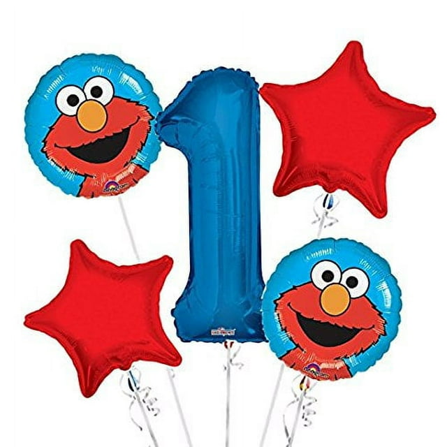 Sesame Street Elmo Balloon Bouquet 1st Birthday 5 pcs - Party Supplies ...