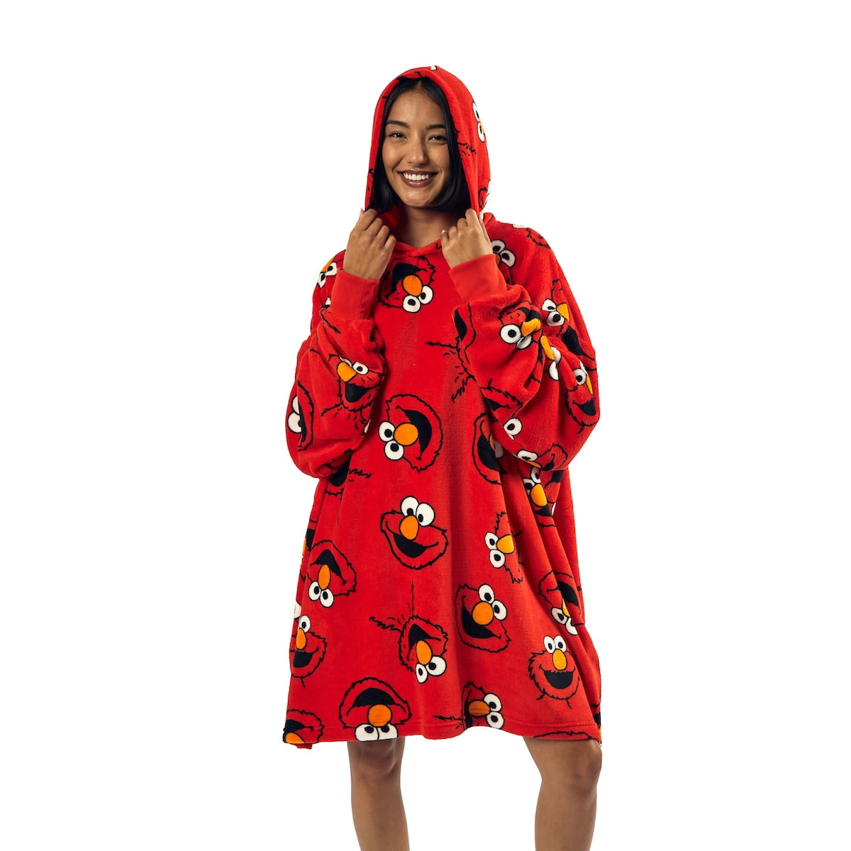 Sesame Street Elmo Character Heads All-Over Print Red Long Oversized ...
