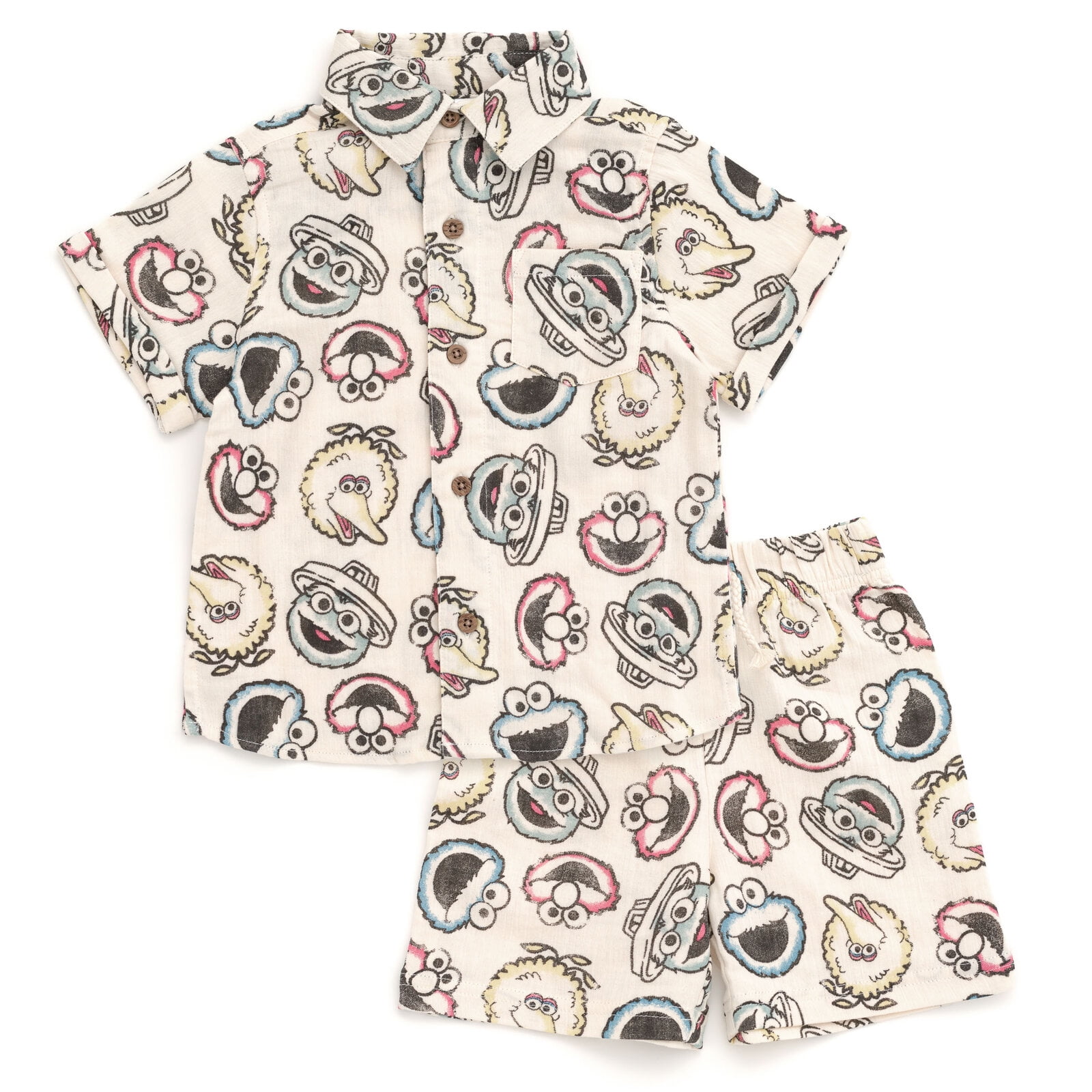 Sesame Street Elmo Cookie Monster Big Bird Cotton Gauze Matching Family ...