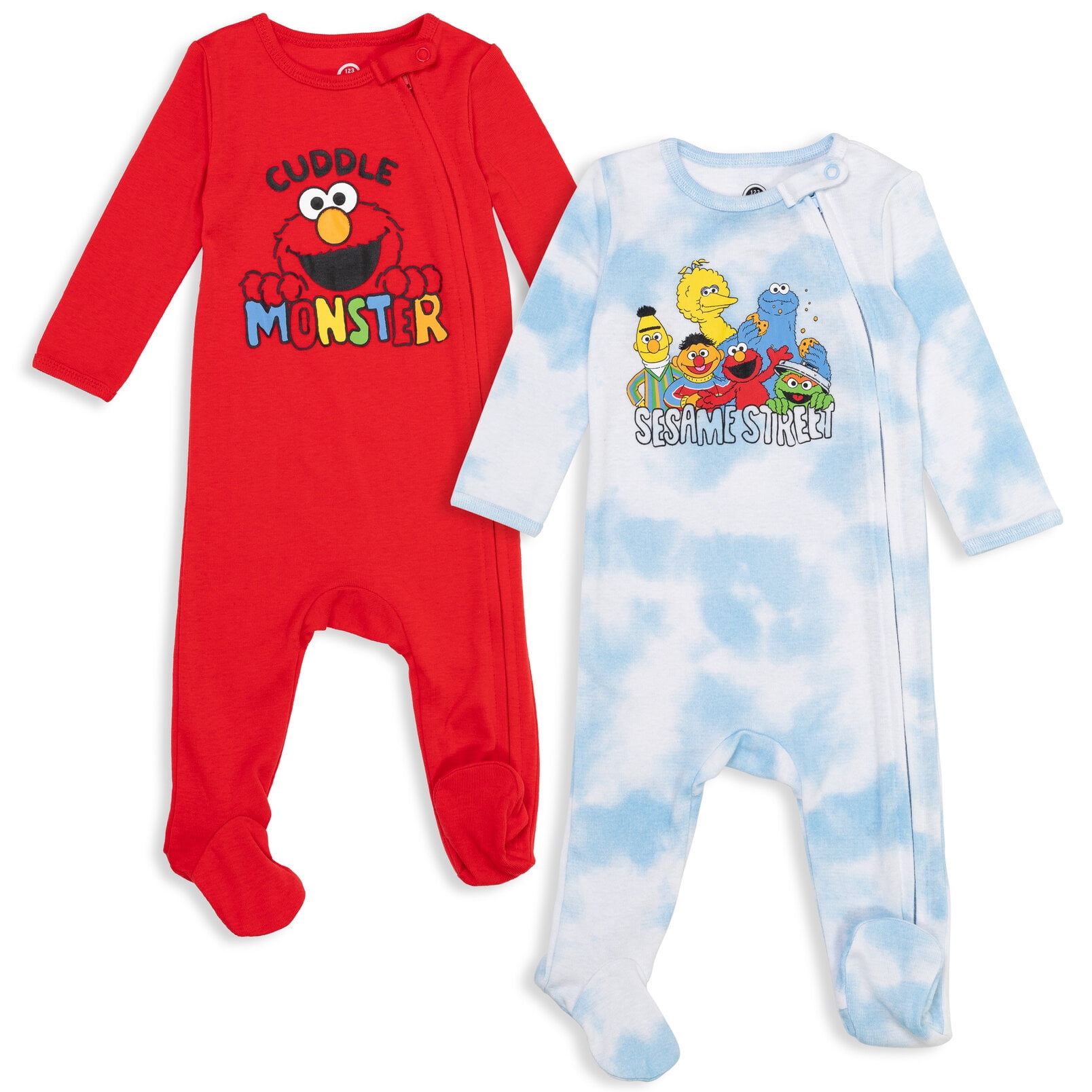 Sesame Street Elmo Cookie Monster Big Bird Infant Baby Boys 2 Pack Zip ...