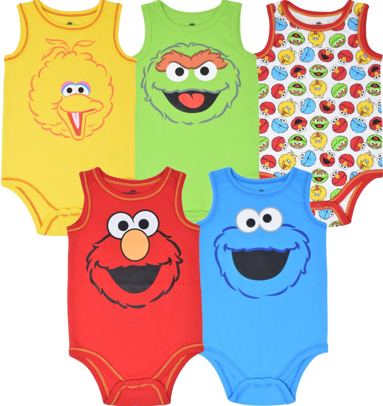 Sesame Street Newborn Baby Boys 5 Pack Bodysuits: Easy Clothes, One ...