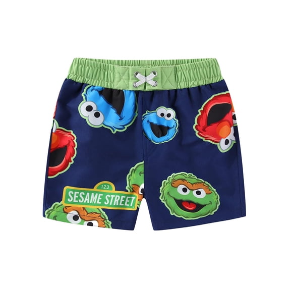 Sesame Street Elmo Cookie Monster Oscar the Grouch UPF 50+ Swim Trunks ...
