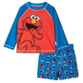 Sesame Street Elmo Grover Big Bird Toddler Boys Zip Up Sunsuit Rash ...