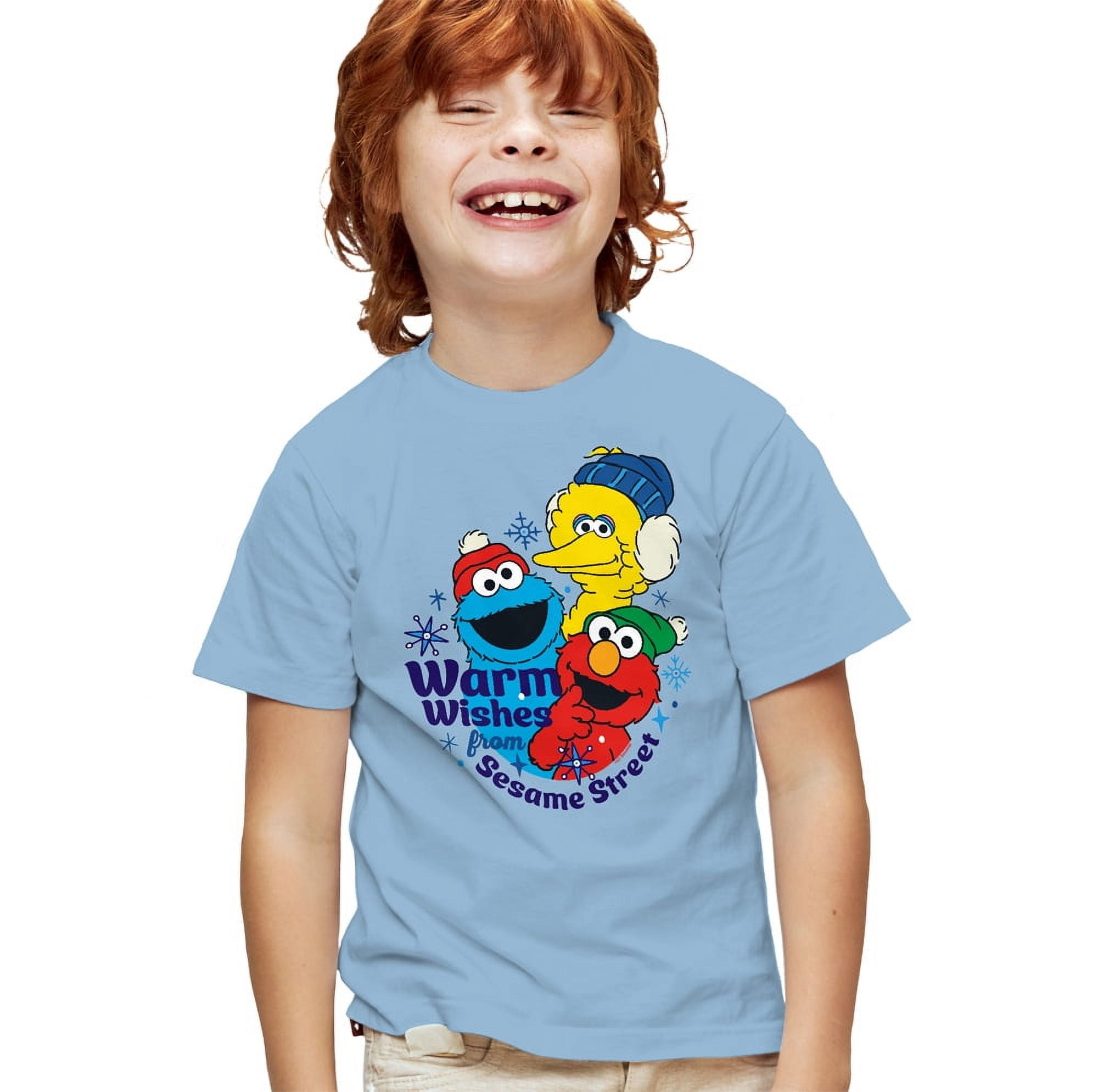 Sesame Street Elmo, Cookie Monster Warm Wishes For Christmas Kids T Shirt for Youth Boys and ...