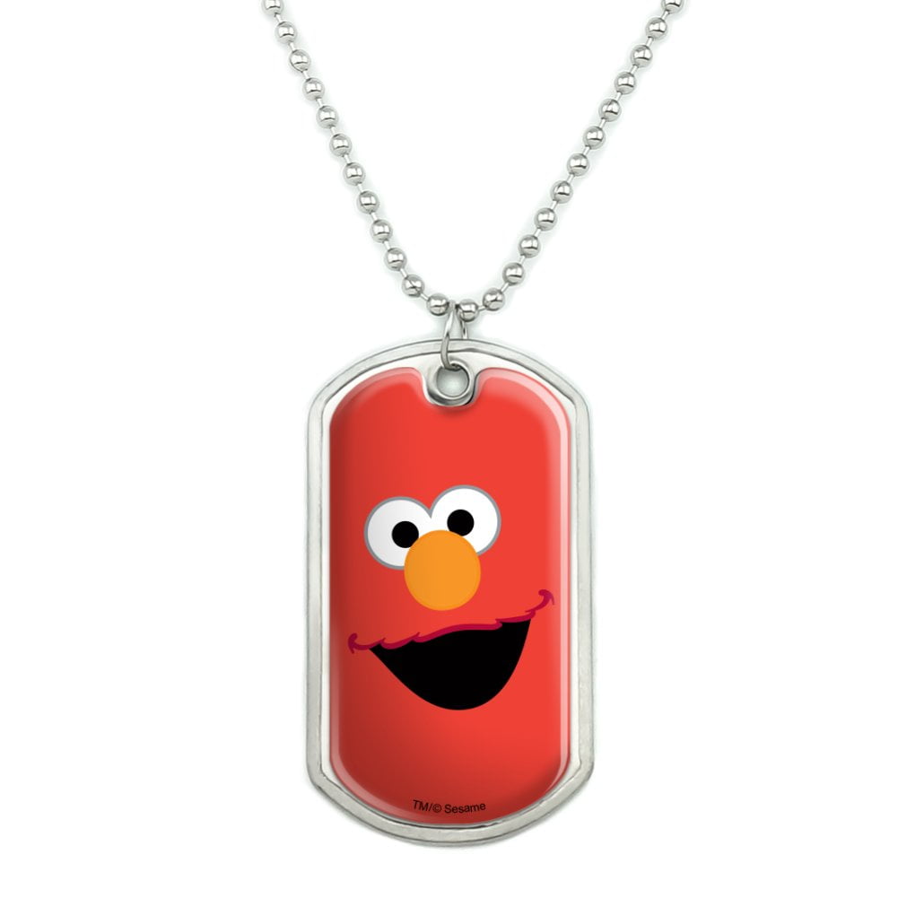 Sesame Street Elmo Face Military Dog Tag Pendant Necklace with Chain ...