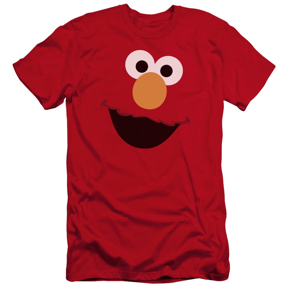 Sesame Street Elmo Face Premium S/S Adult 30/1 T-Shirt Red - Walmart.com