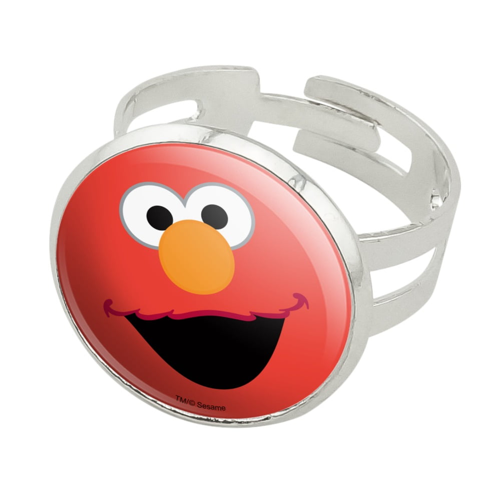 Sesame Street Elmo Face Silver Plated Adjustable Novelty Ring - Walmart.com