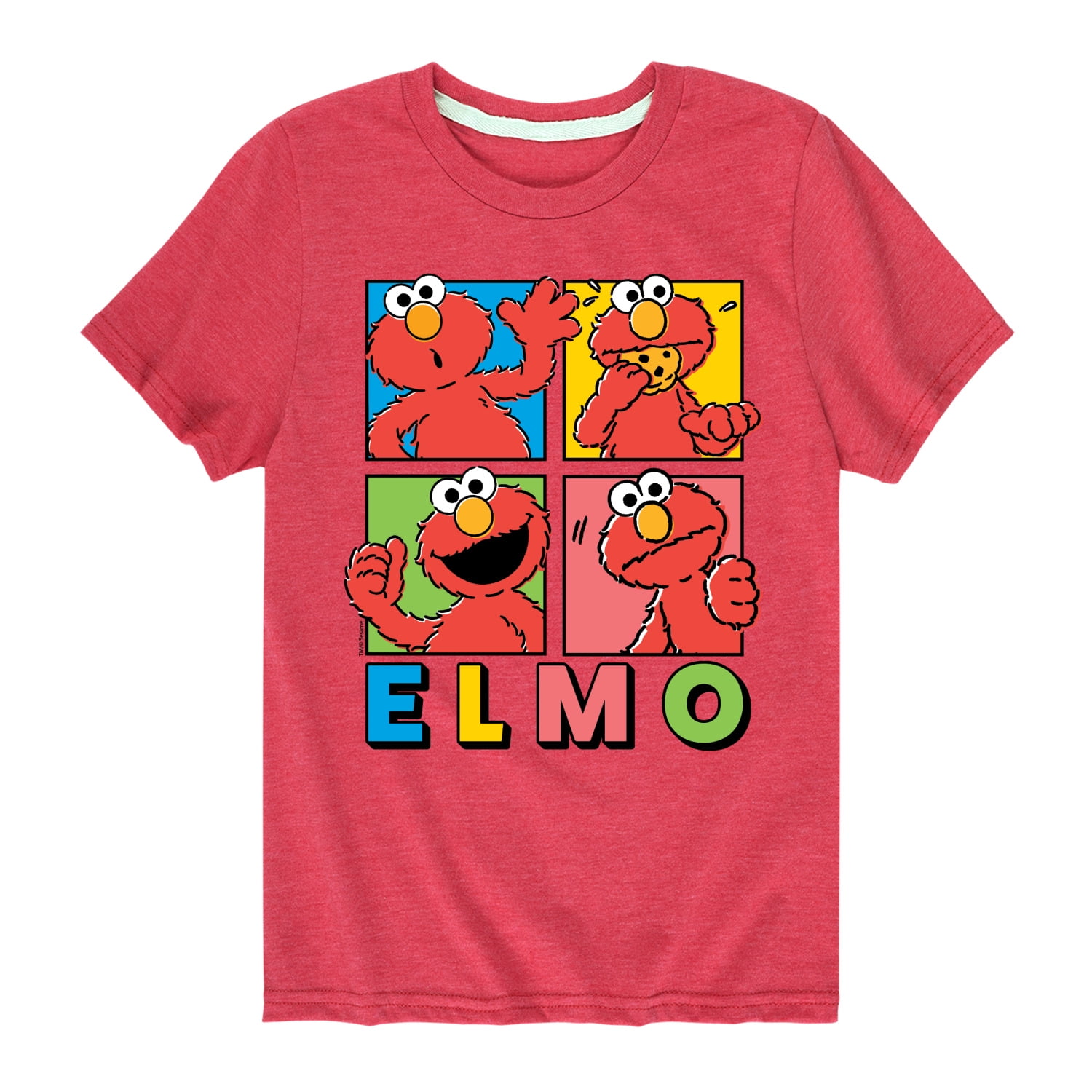 Sesame Street - Elmo Faces - Toddler and Youth Short Sleeve Graphic T ...