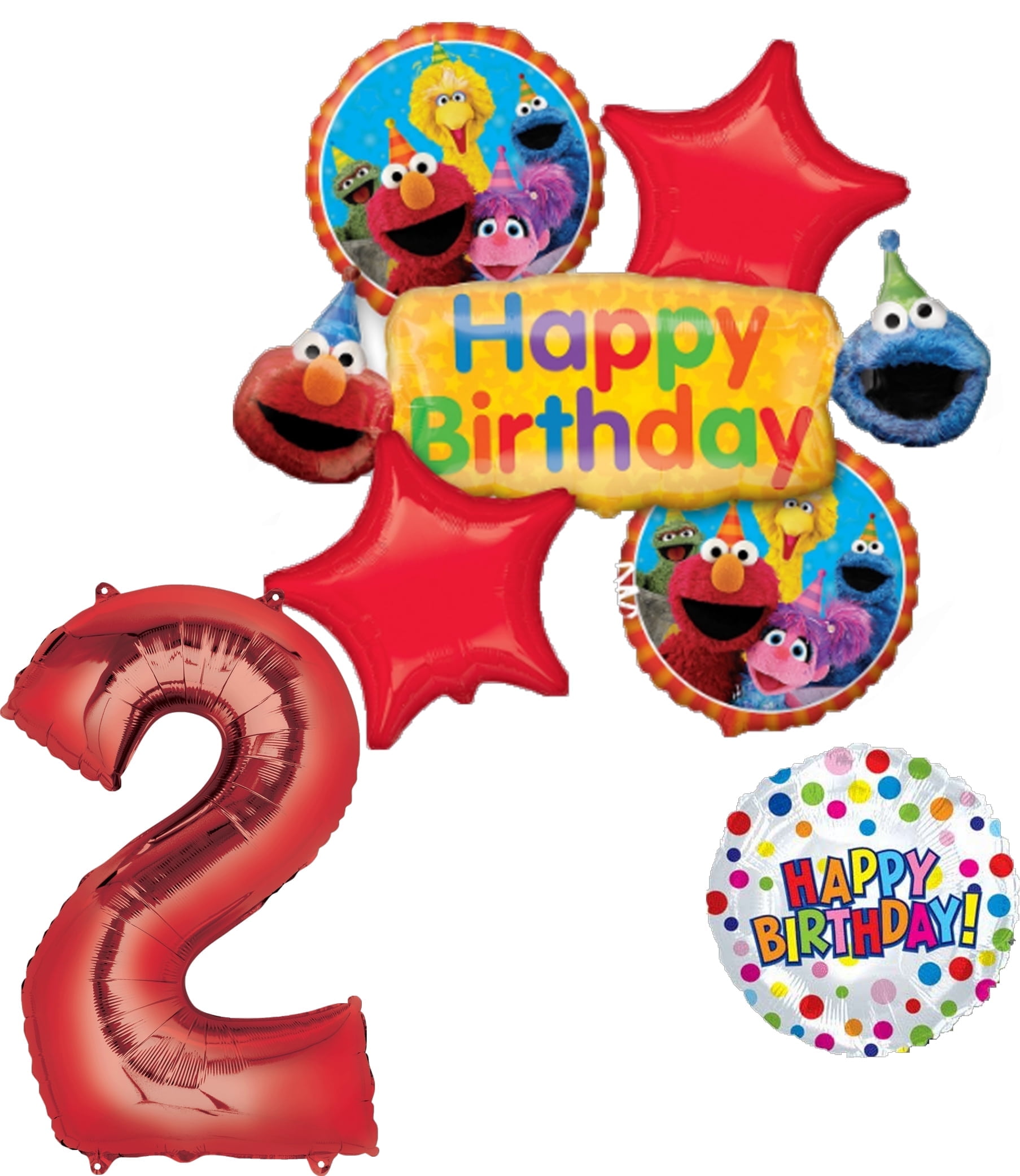 Sesame Street Elmo and Friends 2nd Birthday Supplies Decorations Polka ...