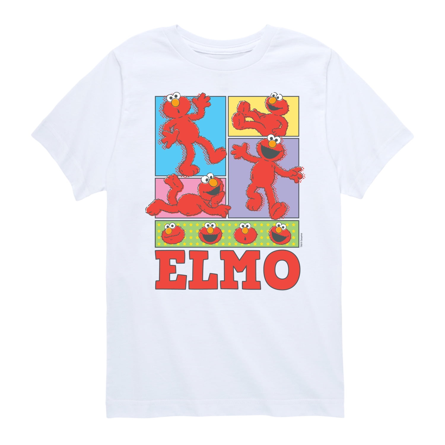 Sesame Street - Elmo Grid - Toddler and Youth Short Sleeve Graphic T ...