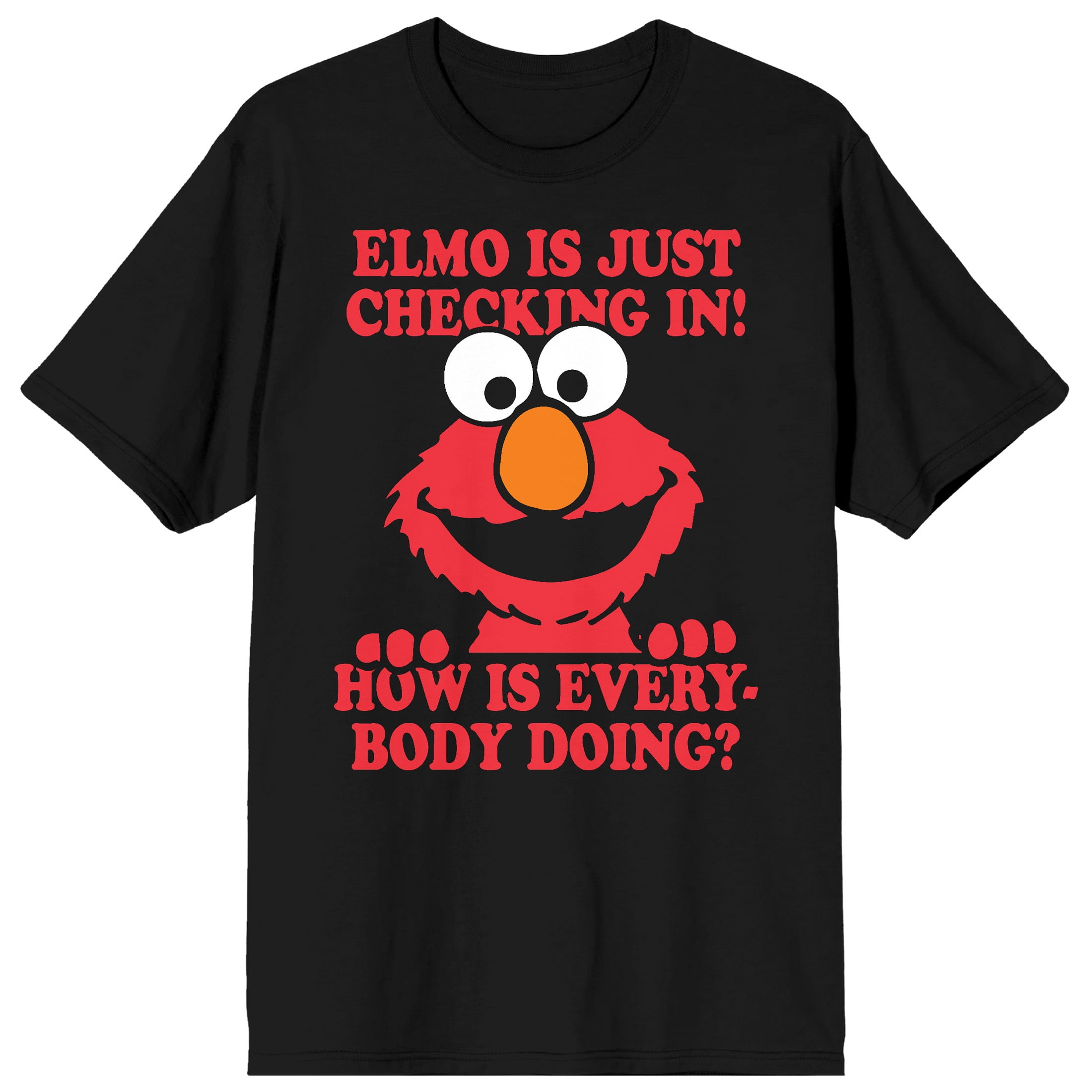 Sesame Street Elmo Is Just Checking In! Crew Neck Short Sleeve Men's ...