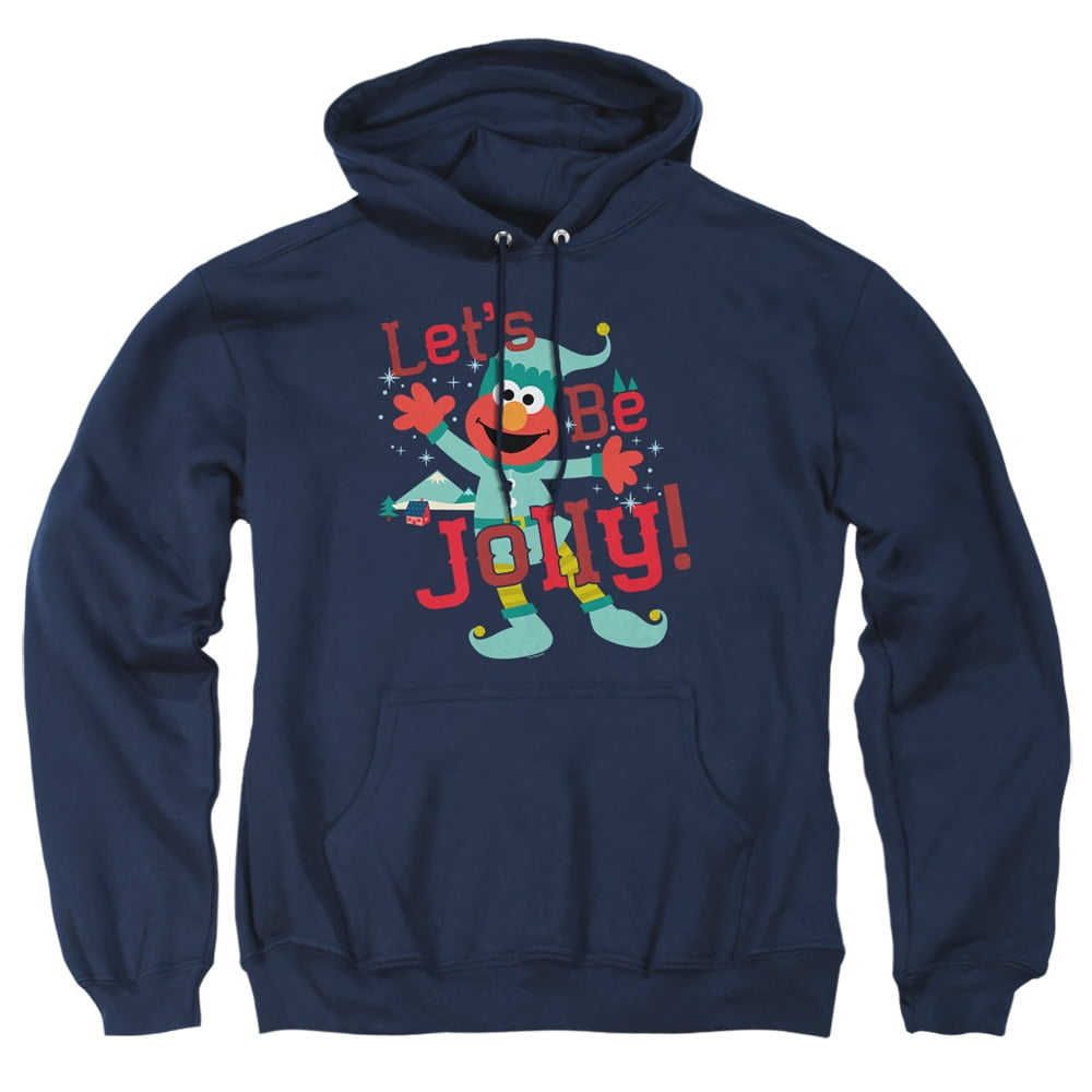 Sesame Street Elmo, Jolly Christmas Elf Adult Pull-Over Hoodie, Navy ...