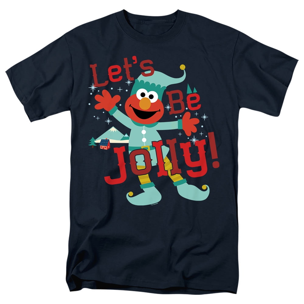Sesame Street Elmo, Jolly Christmas Elf Unisex Adult T Shirt, Navy ...