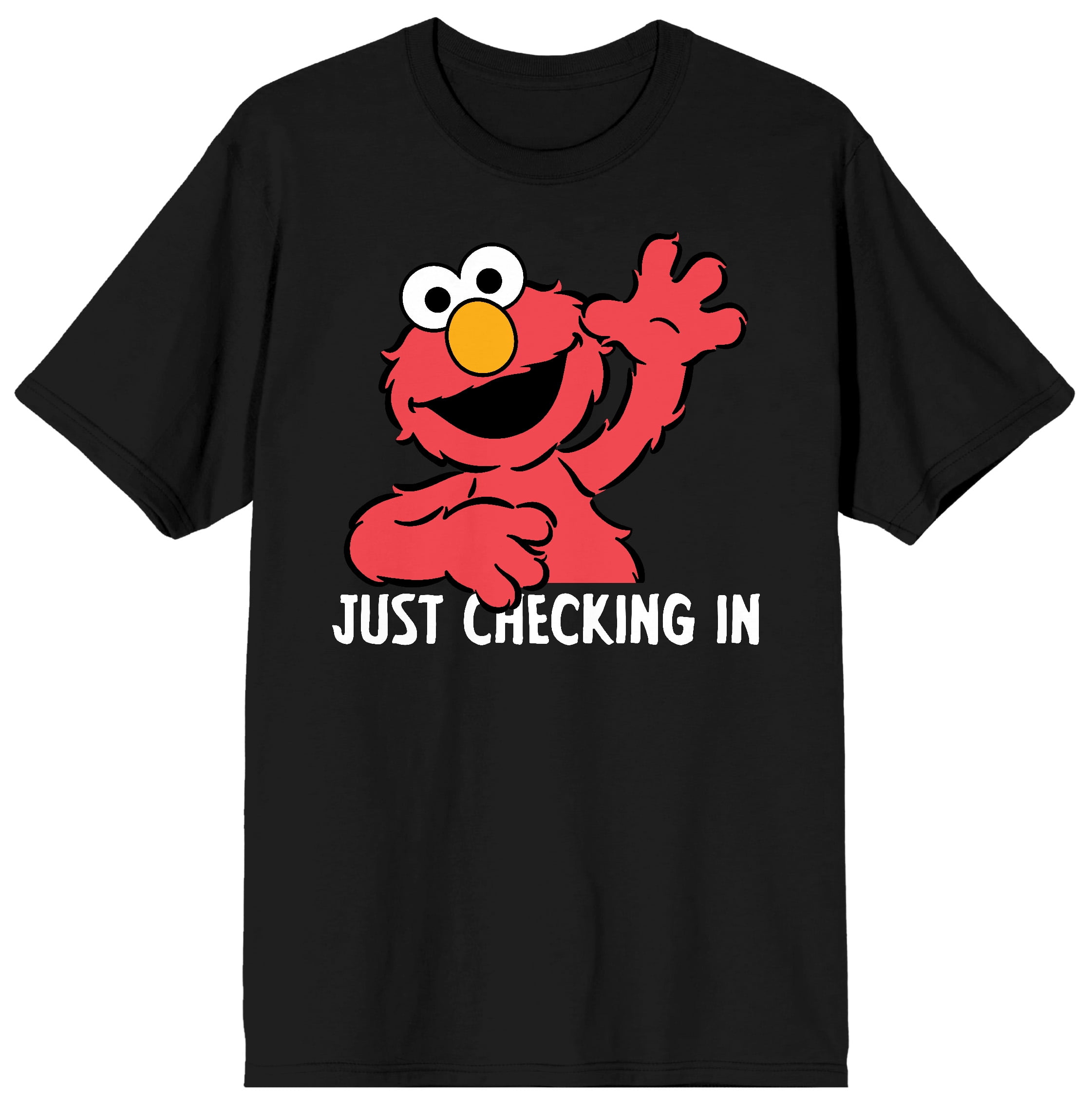Sesame Street Elmo Just Checking In Crew Neck Short Sleeve Men's Black ...