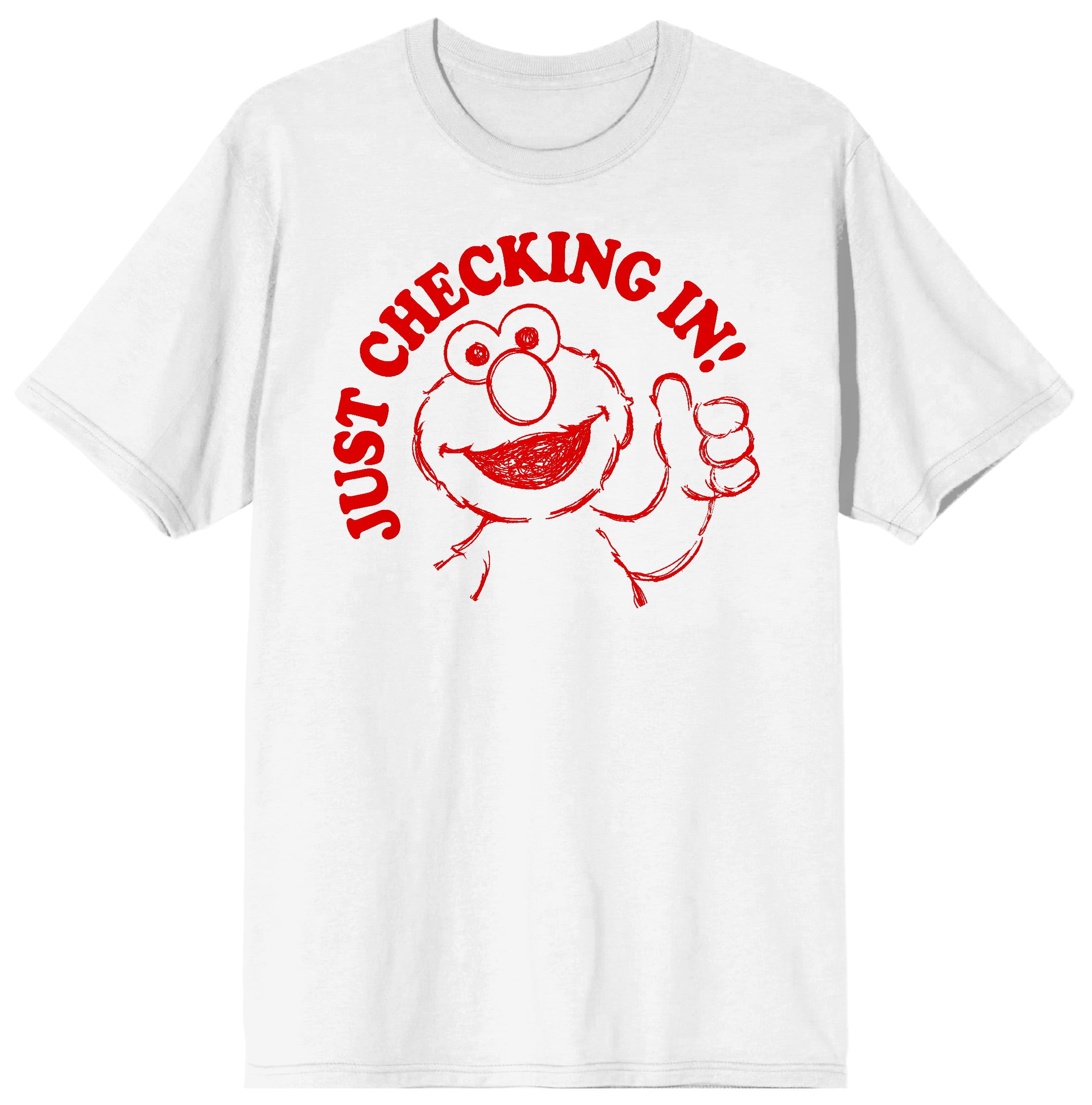 Sesame Street Elmo Just Checking In Puff Print Crew Neck Short Sleeve ...