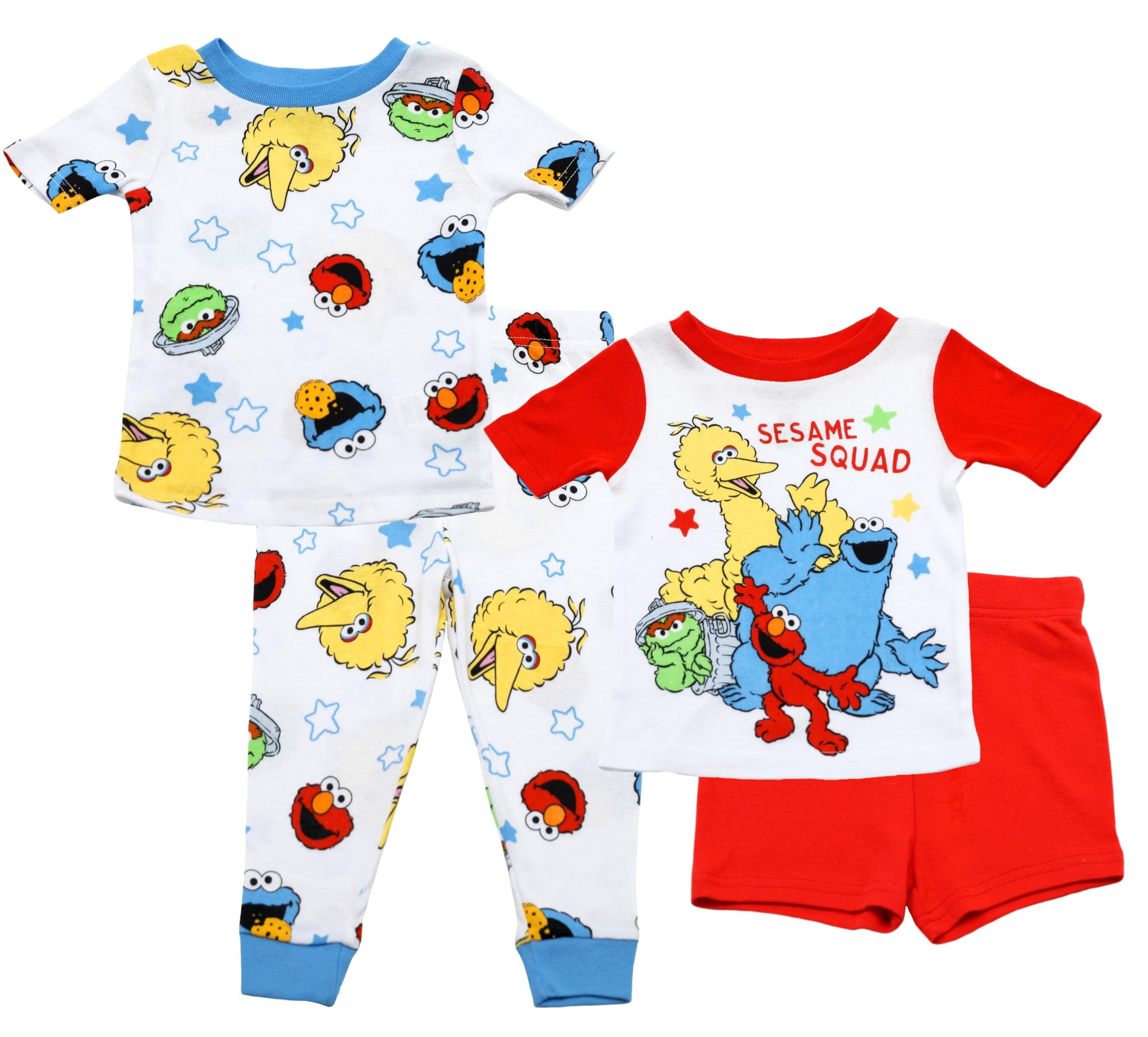 Sesame Street Elmo Pajamas for Toddlers, 4 Piece Cotton Elmo Pjs for ...