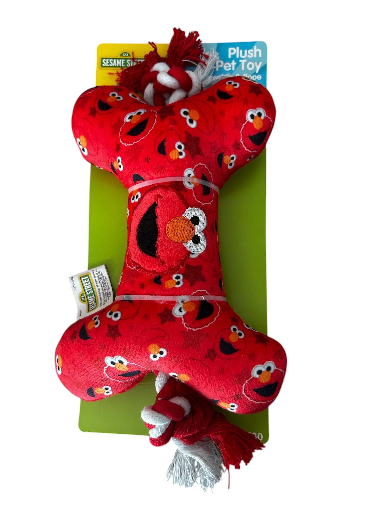 Sesame Street Elmo Plush Dog Toy with Squeaker & Rope – Pet Chew Toy ...