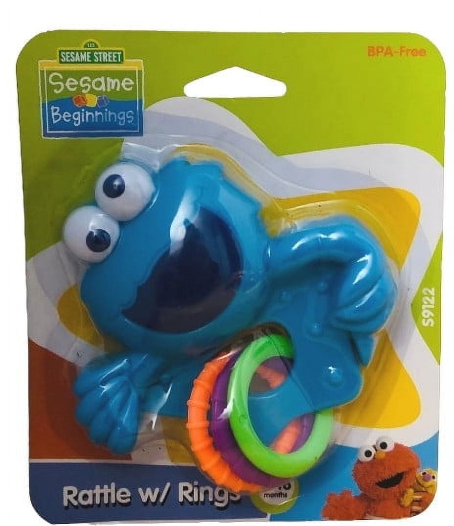 Sesame Street Elmo Rattle with Rings, BPA Free Blue Color - Walmart.com