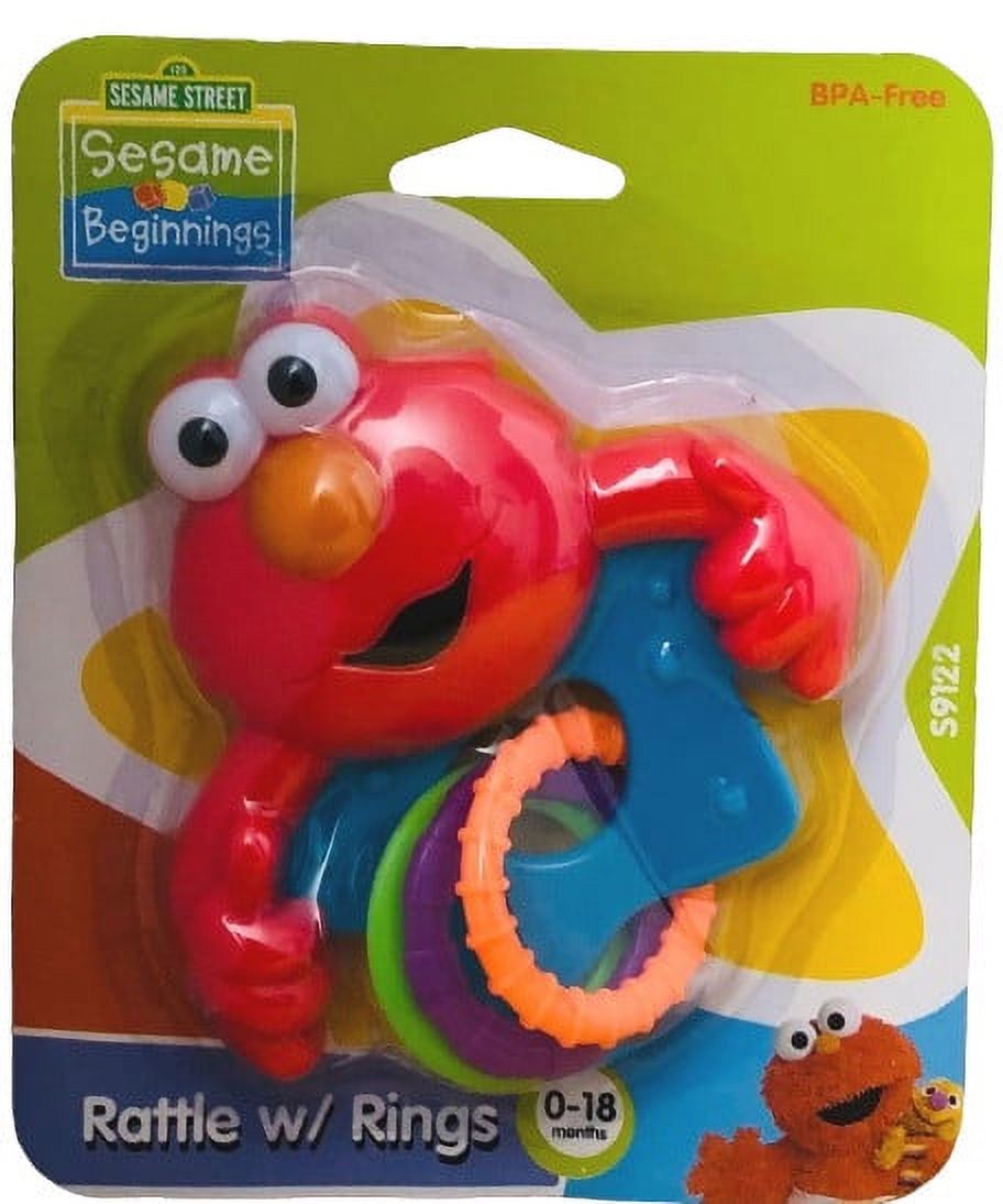 Sesame Street Elmo Rattle with Rings, BPA Free Red Color - Walmart.com