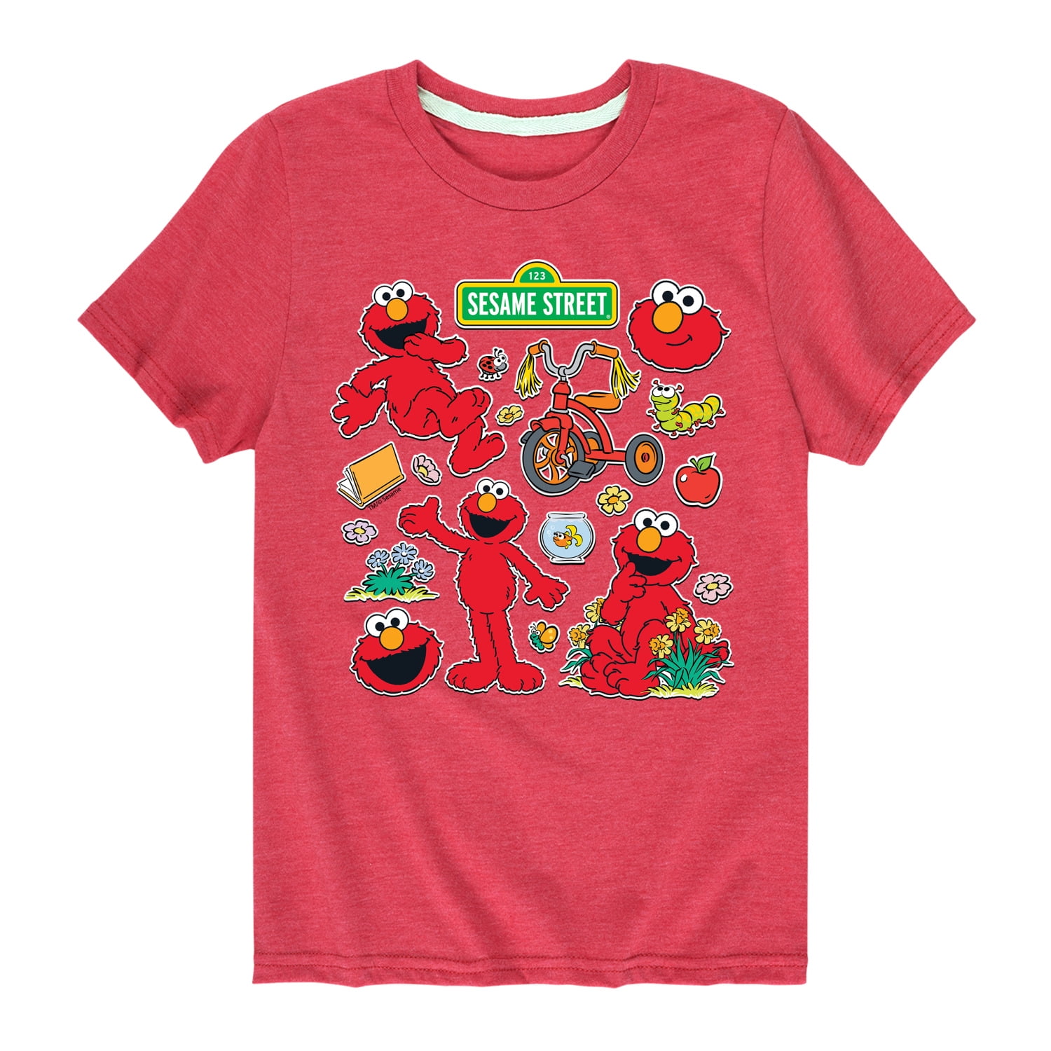 Sesame Street - Elmo Sticker Sheet - Toddler and Youth Short Sleeve ...