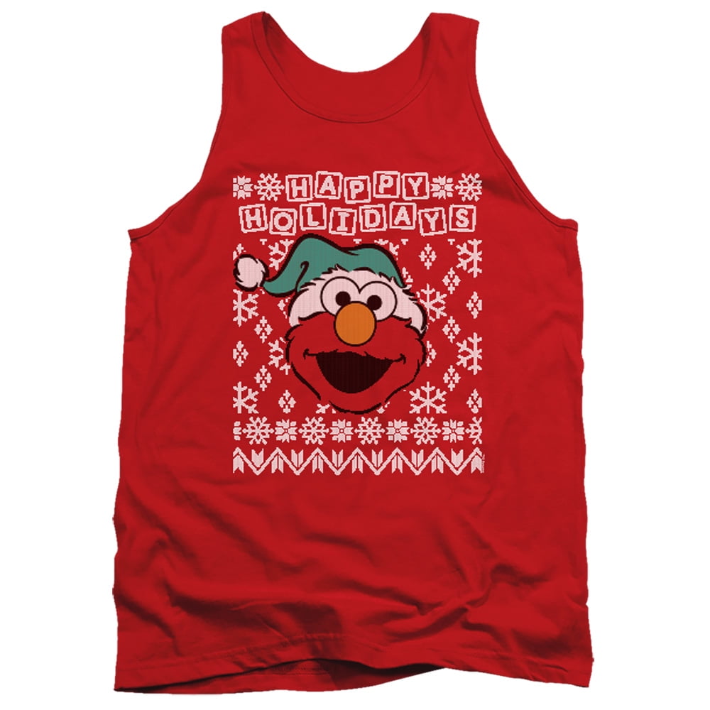 Sesame Street Elmo Ugly Christmas Unisex Adult Tank Top,Red, Medium ...