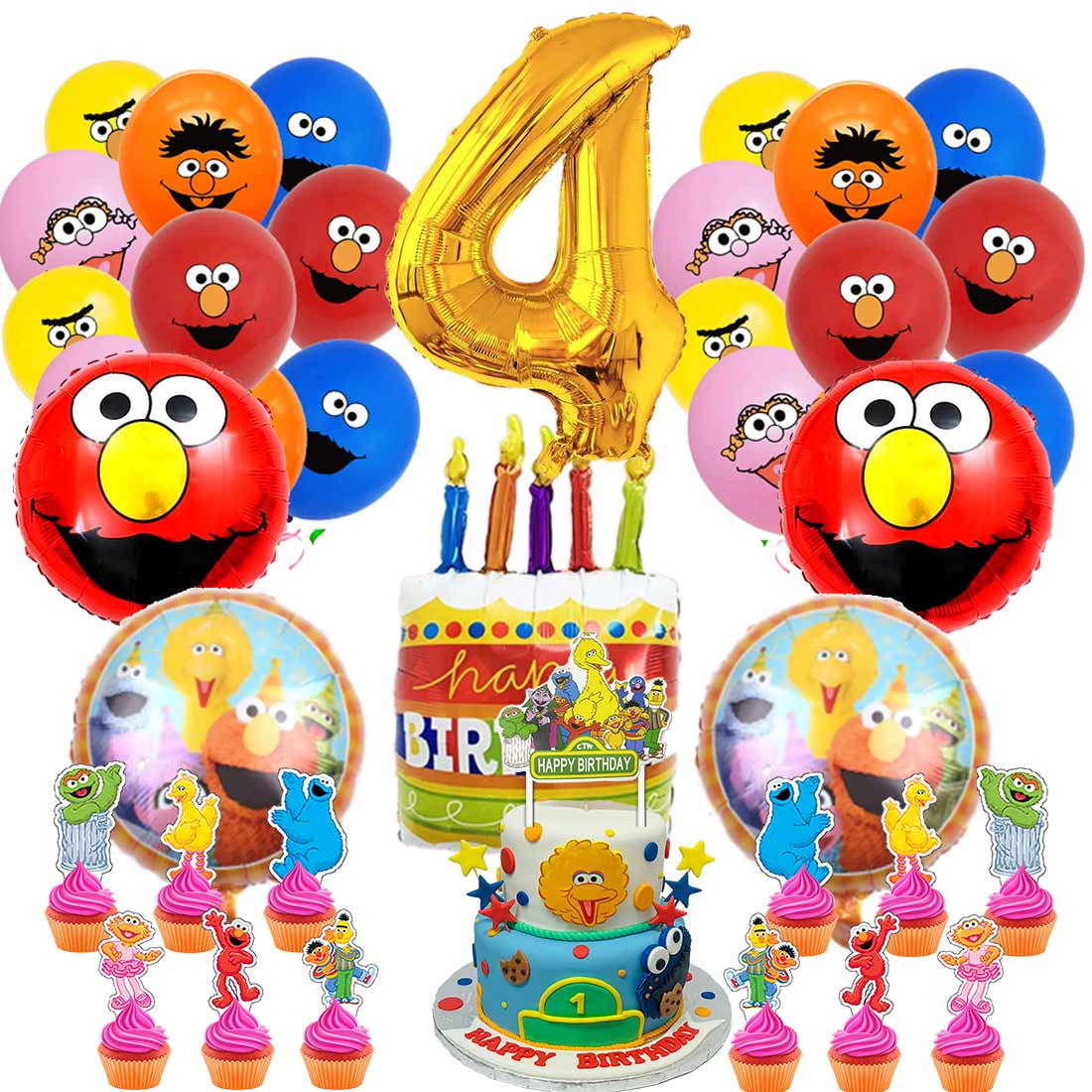 Sesame Street Ernie Bert Party Supplies 4th Decor Kit Balloons Birthday ...