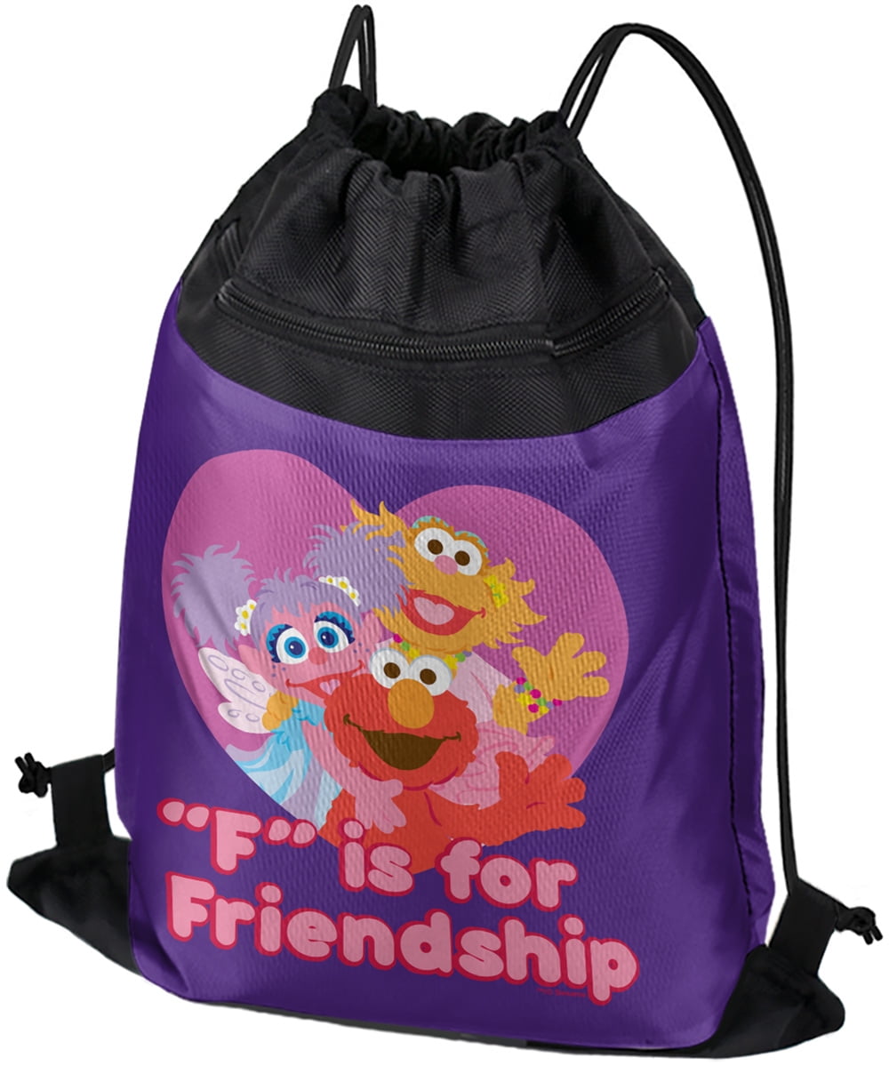 Sesame Street Friendship Drawstring Backpack Sports Bag Sackpack 17" x ...