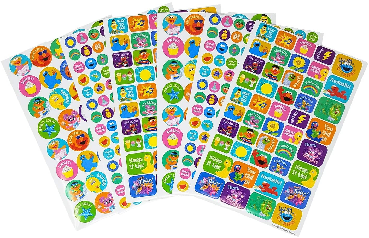 Sesame Street Fun & Reward Theme Colorful Round & Rectangle Waterproof ...