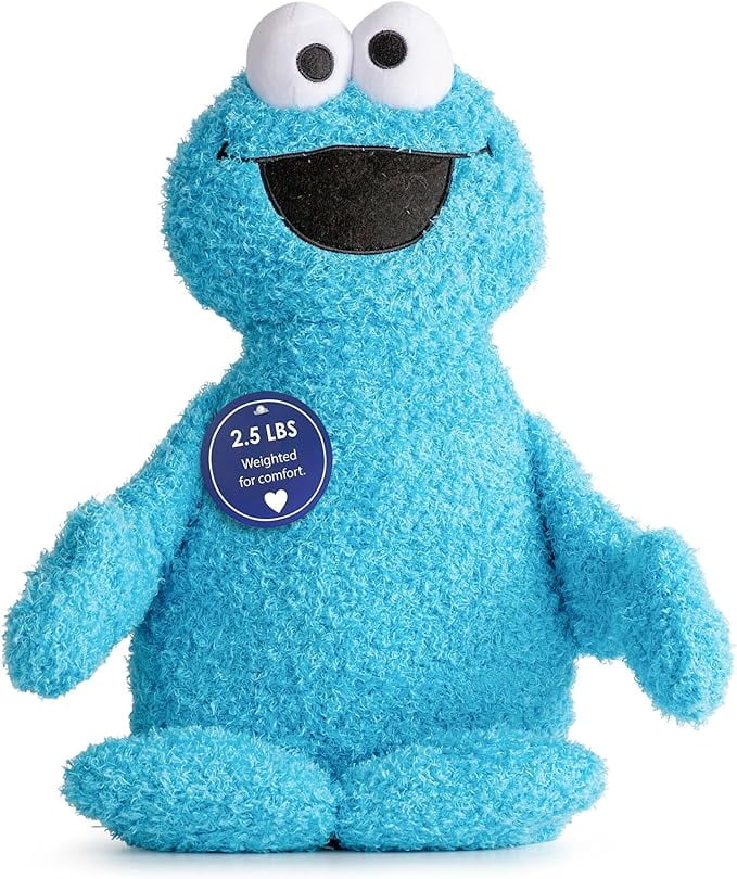 Sesame Street Fuzzy Cookie Monster 2.5 lbs Weighted Plush Pillow Buddy ...