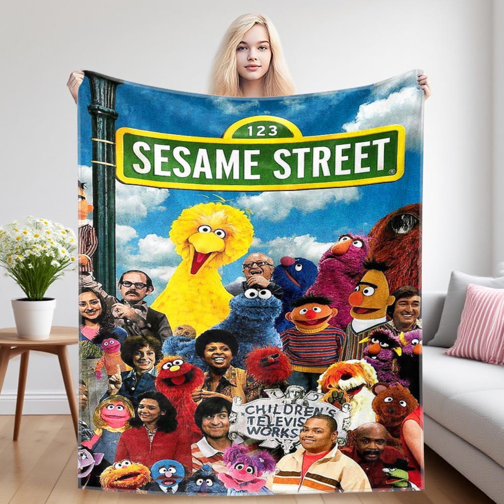 Sesame Street Gifts Blanket Throw Fan for Girls Boys Kids Fan Birthday ...