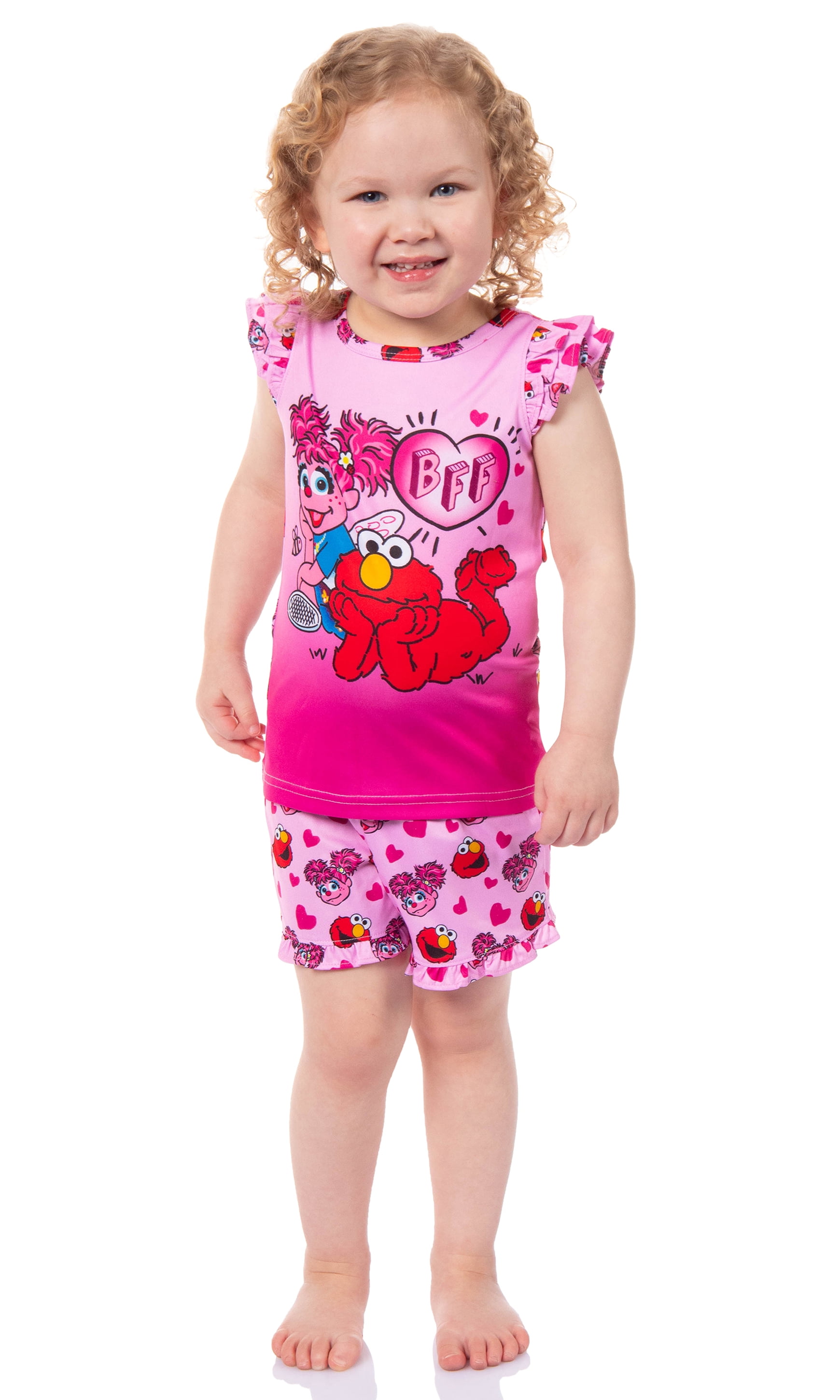 Sesame Street Girls' BFF Elmo Abby Cadabby Sleep Pajama Sleep Set ...