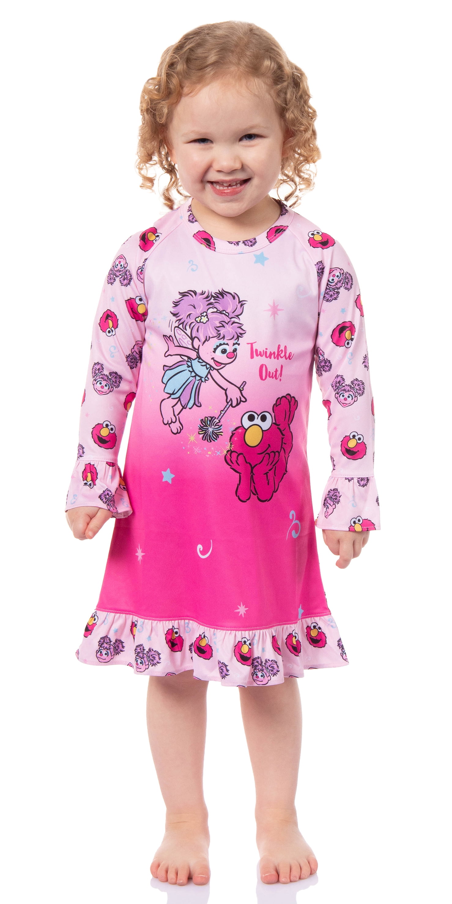 Sesame Street Toddler Girls' Nightgown Twinkle Out Elmo Abby Cadabby Sleep Pajama Dress ...