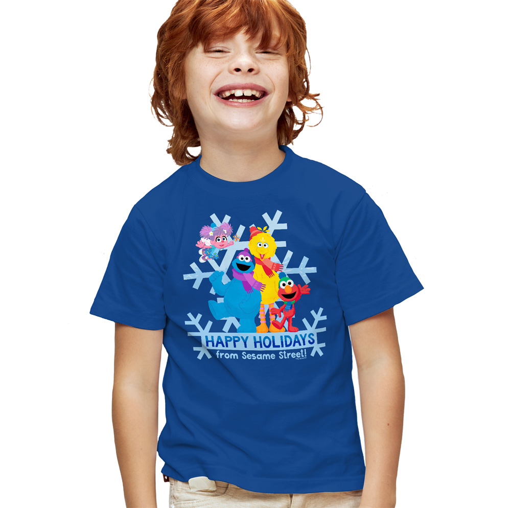 Sesame Street Happy Holidays Elmo, Cookie Monster, Abby Kids T Shirt for Youth Boys and Girls ...