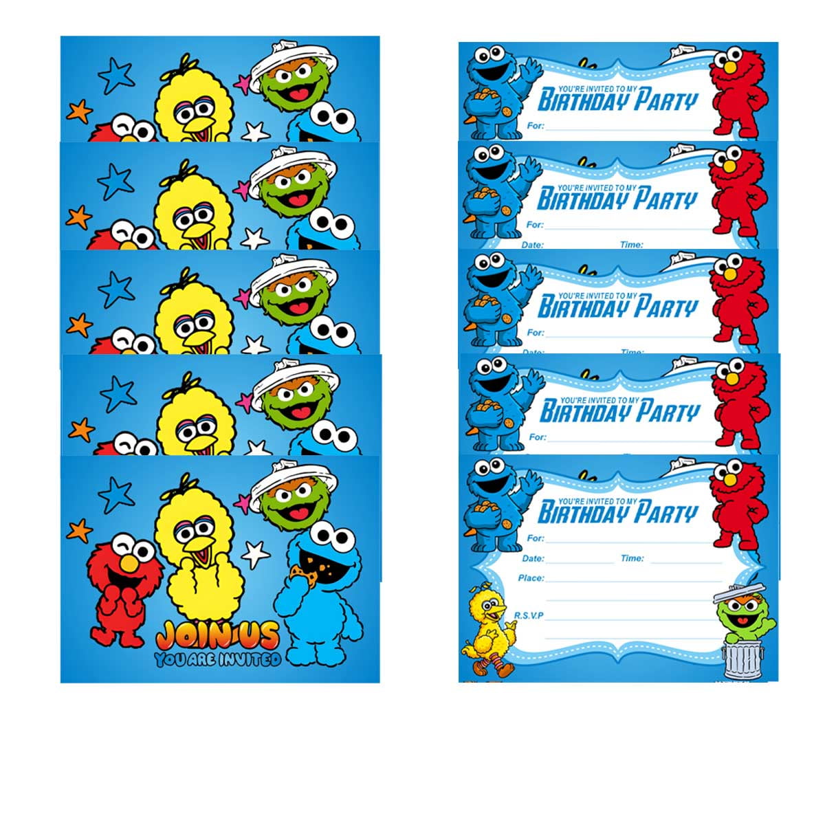 Sesame Street Invitations Cards Stock Bulk Birthday Invite Fill-in ...