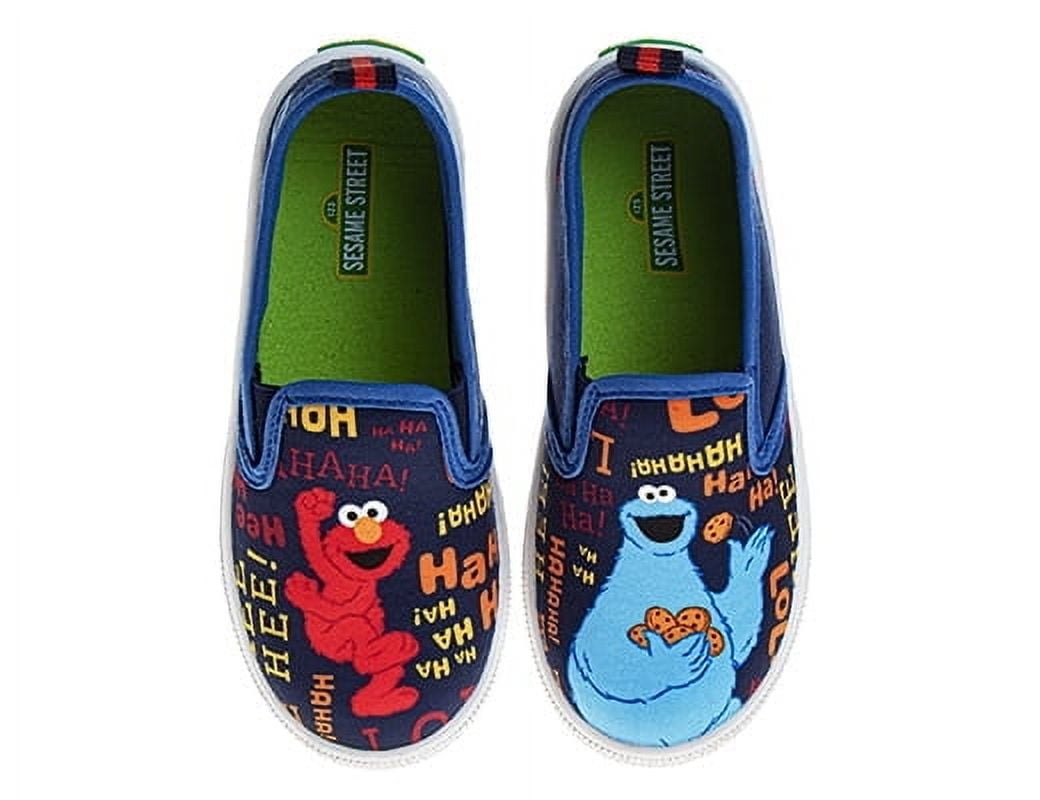 Sesame Street Kids Elmo and Cookie Monster Slip On Canvas Sneakers ...