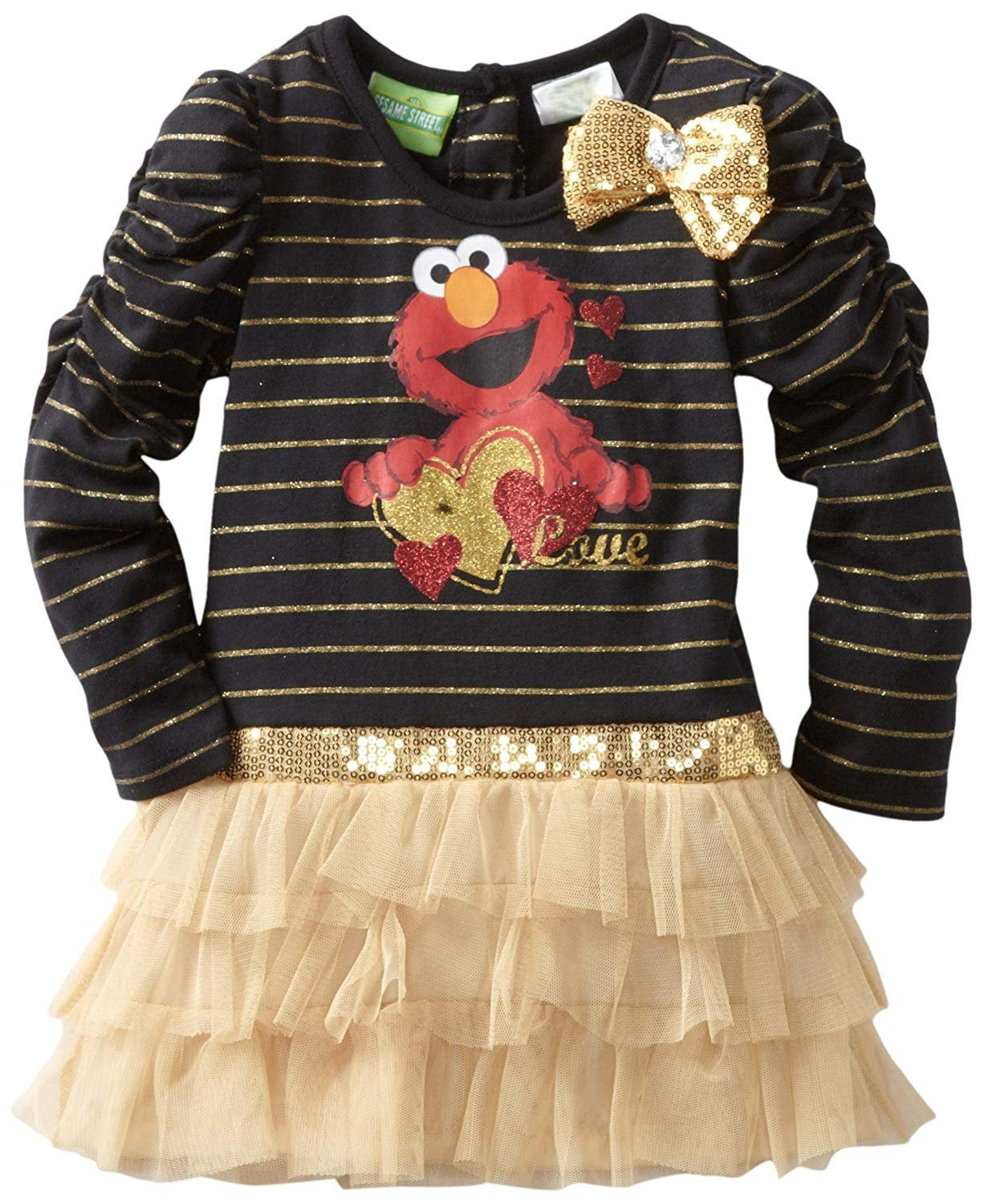 Sesame Street Little Girls' Elmo Love Dress, Black, 4T - Walmart.com