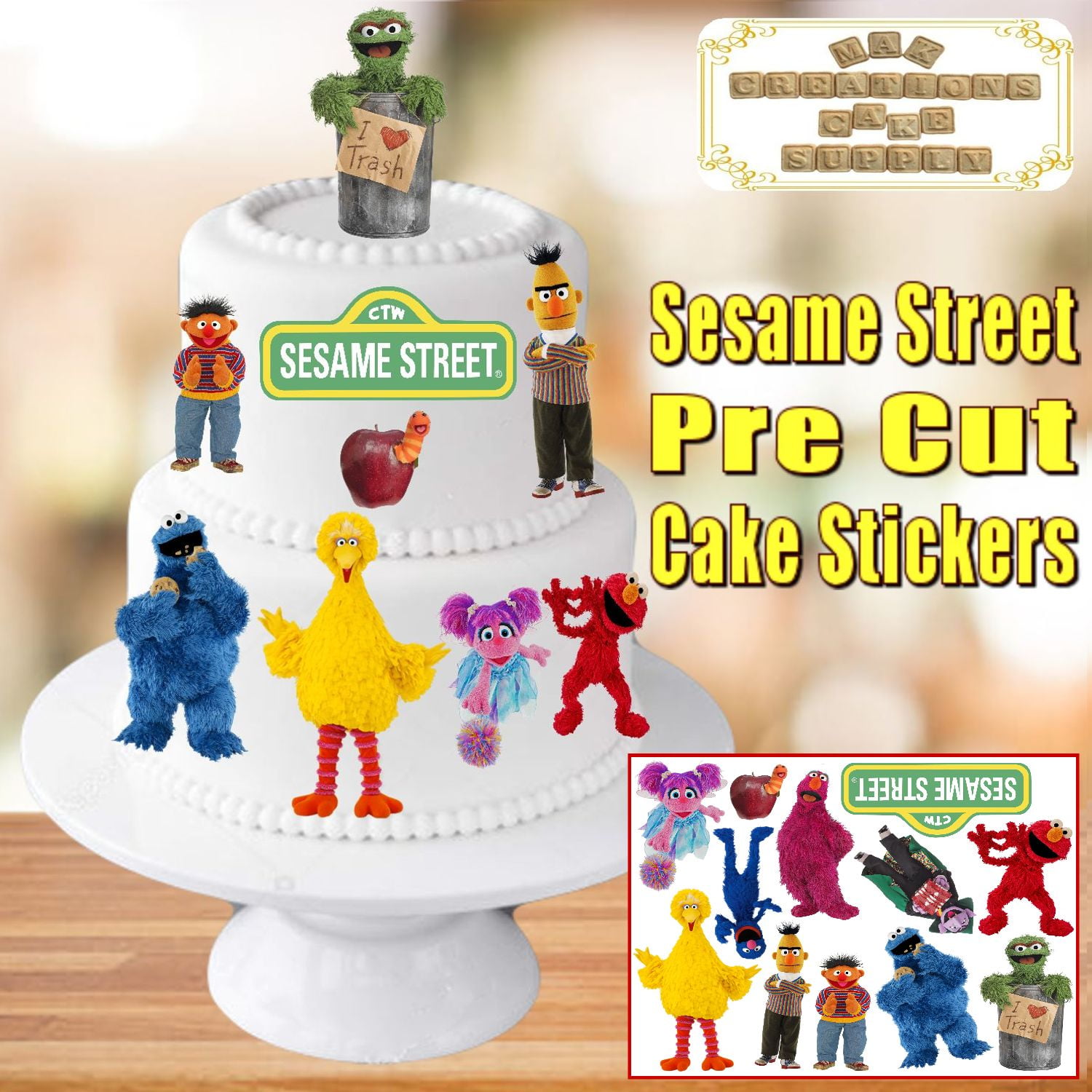 Sesame Street Live Characters Pre Cut Edible Cake Stickers ~ Sesame ...