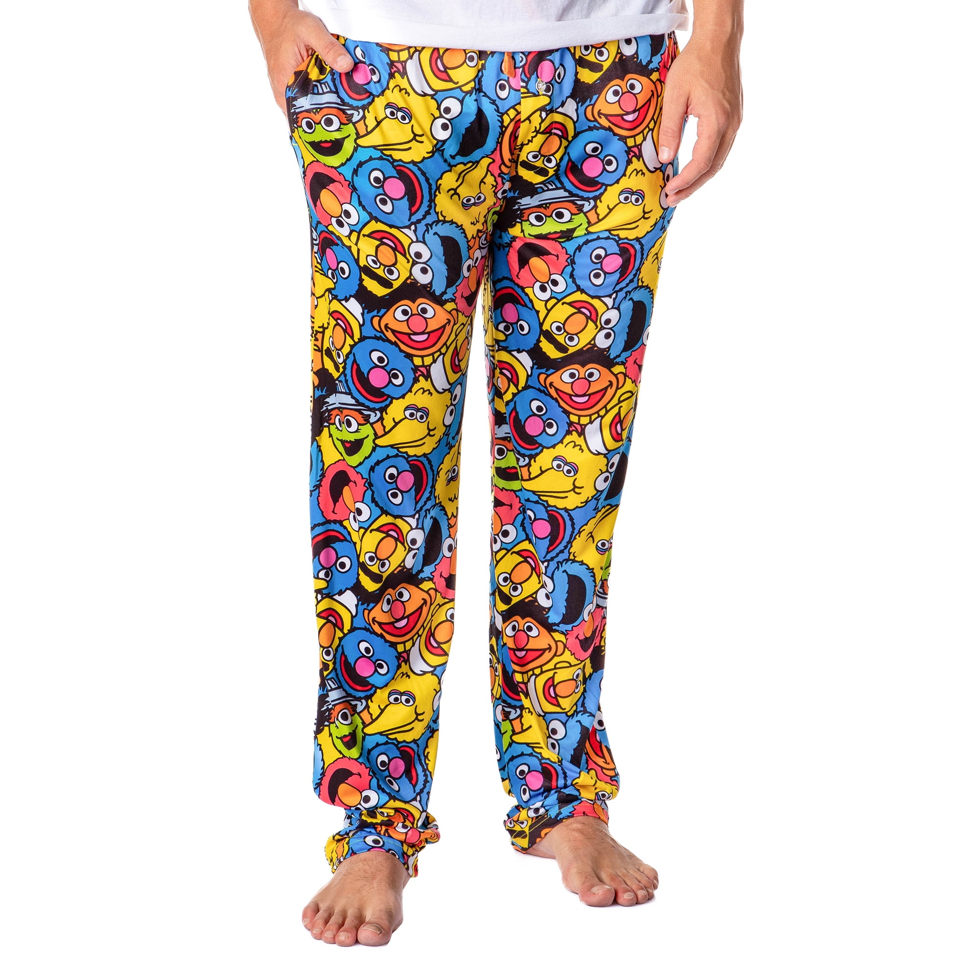 Sesame Street Men's Allover Character Face Collage Adult Lounge Pajama ...