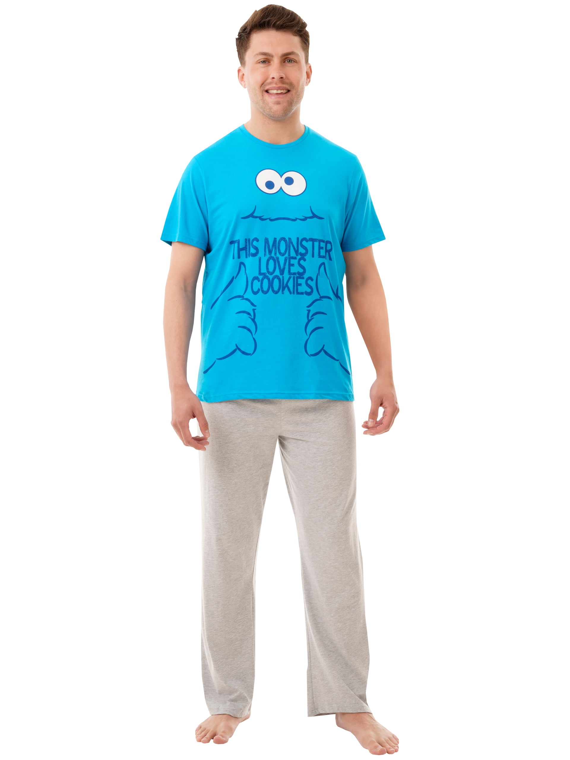 Sesame Street Mens Cookie Monster Pajamas Blue Sizes S-XXL - Walmart.com