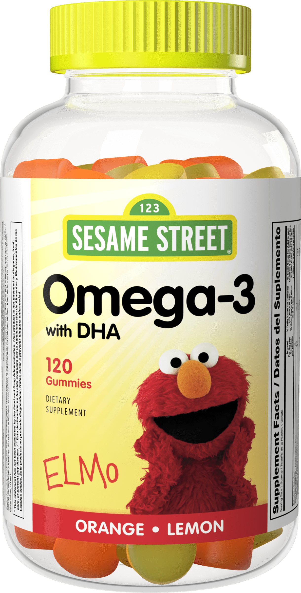 Sesame Street Omega 3 Kids' Vitamins, 120 Gummies, 88mg Fish Oil, Brain ...