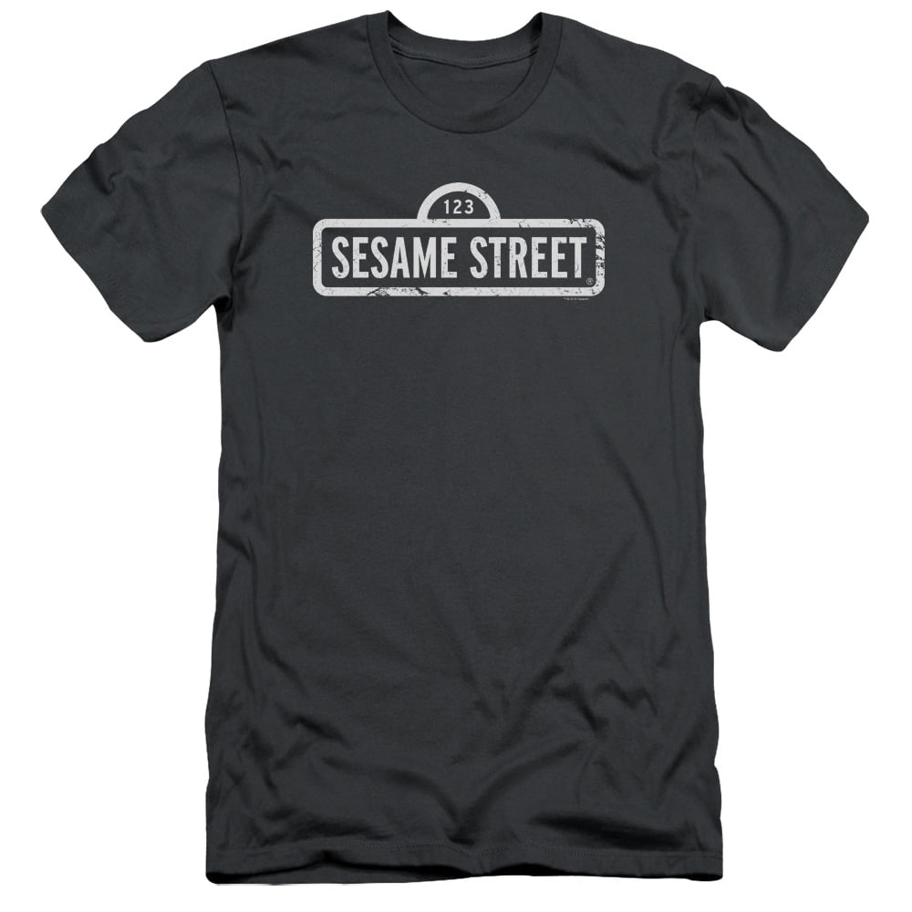 Sesame Street - One Color Logo - Slim Fit Short Sleeve Shirt - Small ...